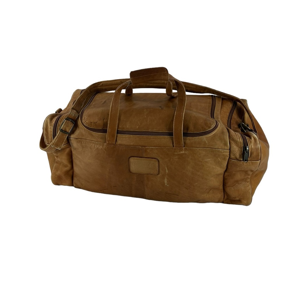 Genuine Vintage Zometa Tan Leather Duffle Travel Bag … - Gem